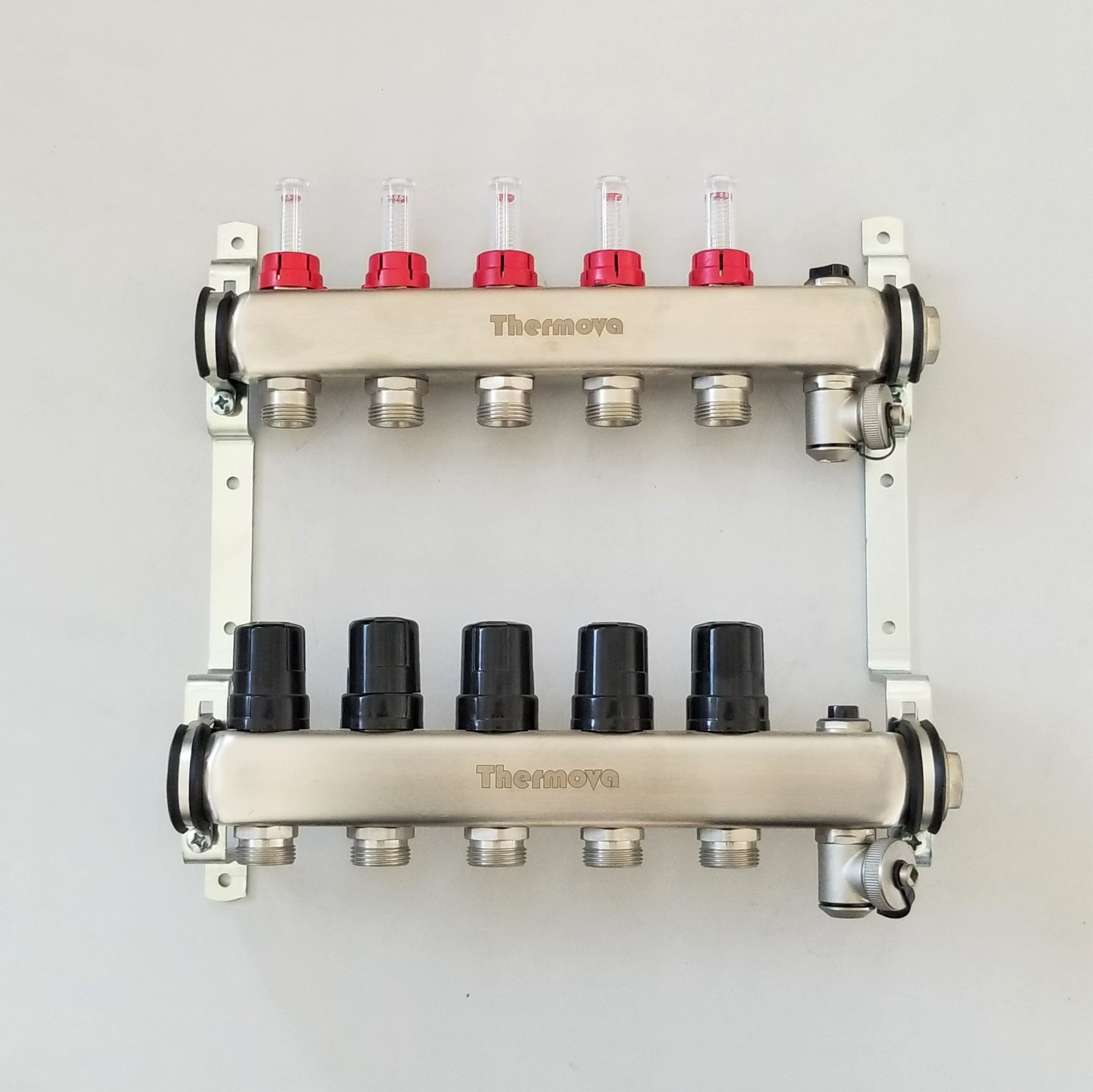 Stainless Steel Floor Heating Manifolds Set With Flow Meter , Flow ...