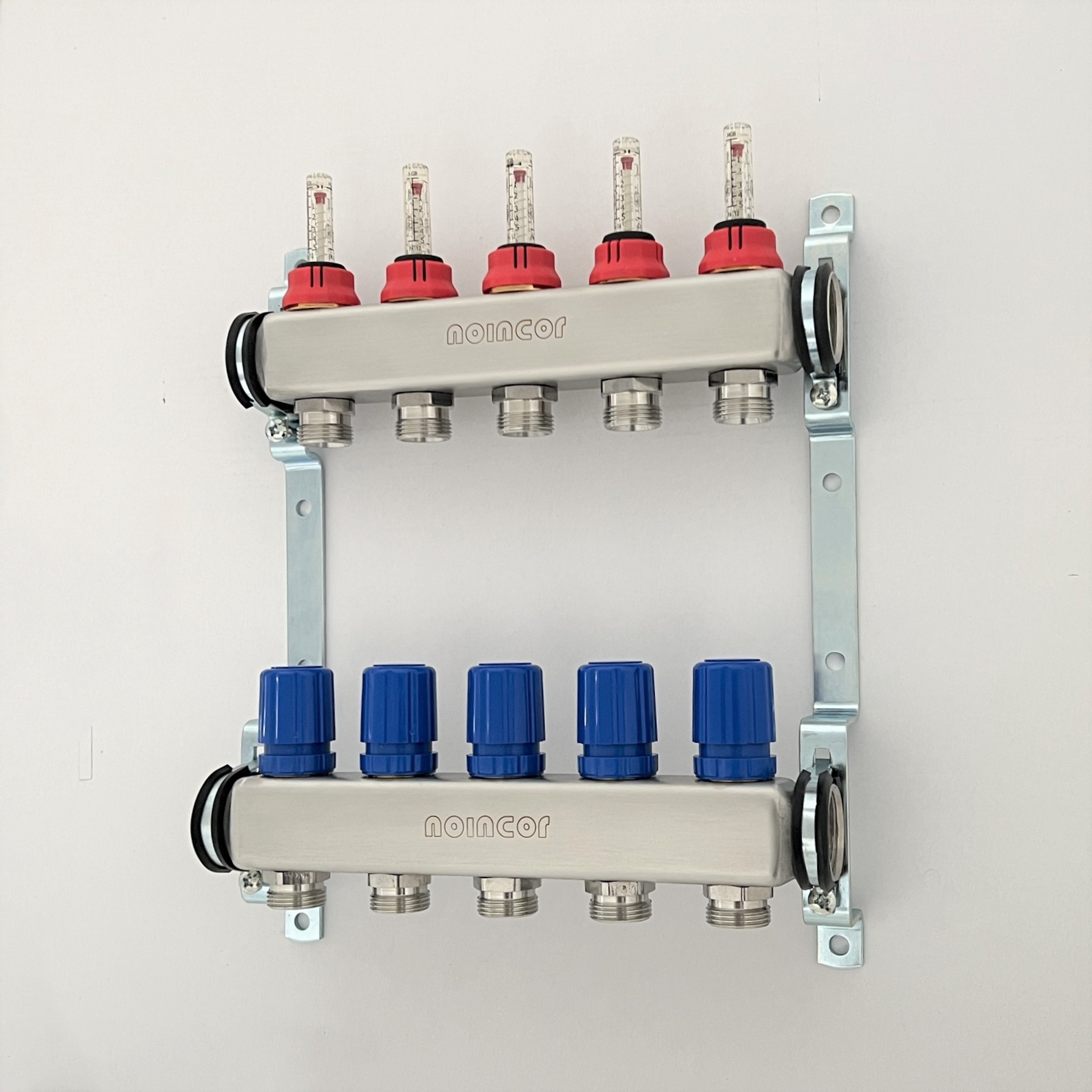 5 Loop/Port Underfloor Heating Manifolds With Adjustable Flow Meter